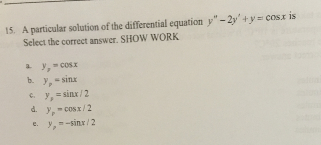 Solved A particular solution of the differential equation y" | Chegg.com