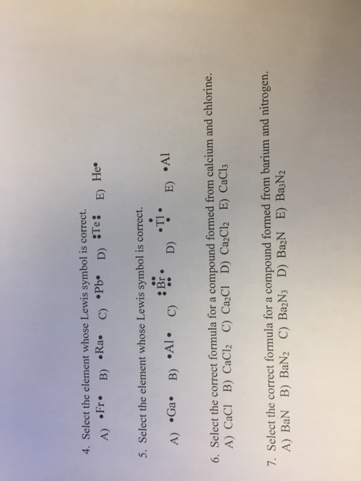 Solved Select the element whose Lewis symbol is correct. Fr | Chegg.com