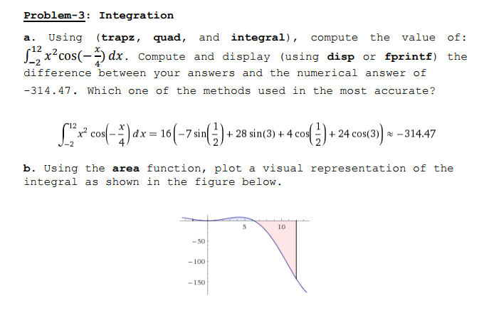 Solved Problem 3 Integration A Using Trapz Quad And