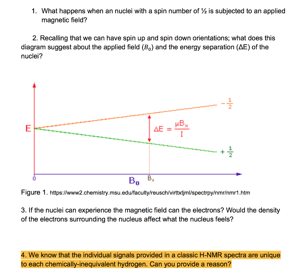 Solved 1. What happens when an nuclei with a spin number of | Chegg.com