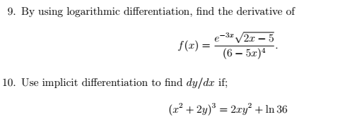 Solved By using logarithmic differentiation, find the | Chegg.com
