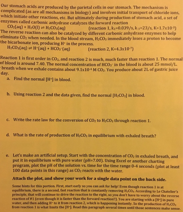 Solved Our stomach acids are produced by the parietal cells | Chegg.com