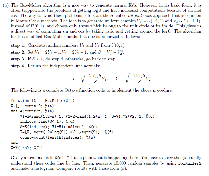 Solved Problem 5: The Box-Muller Method (Ex. #2d, Chapter | Chegg.com