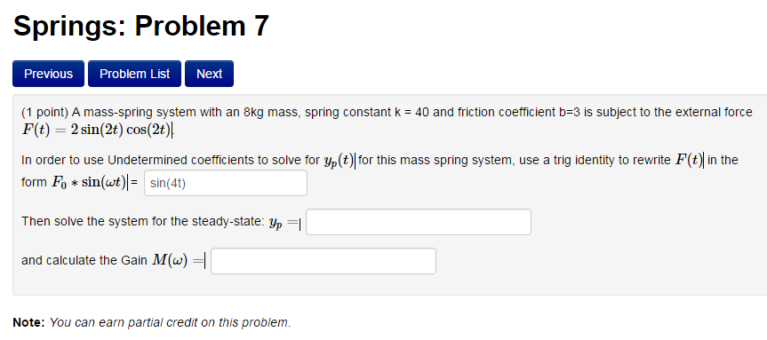 Solved Springs: Problem 8 Previous Problem List Next (1 | Chegg.com