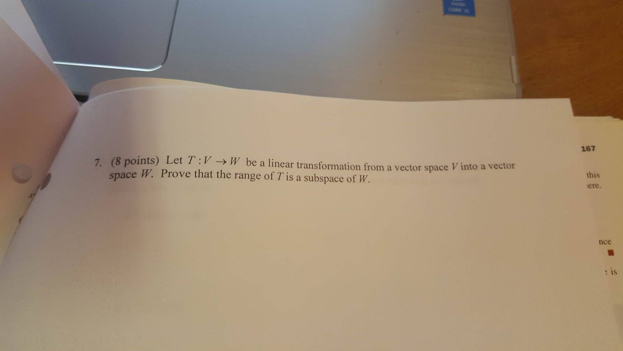 Solved Let T : V---> W be a linear transformation from a | Chegg.com