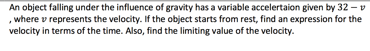 Solved An object falling under the influence of gravity has | Chegg.com