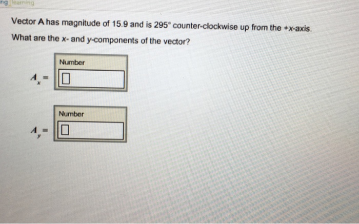 Solved Vector A has a magnitude of 15.9 and is 295 degree | Chegg.com