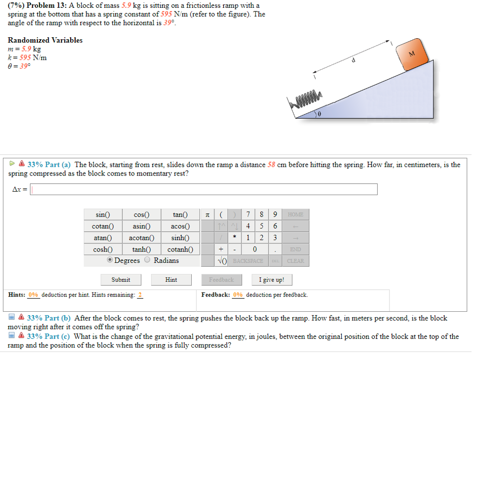 Solved (796) Problern 13. A block of mass 5.9 kg is sitting | Chegg.com