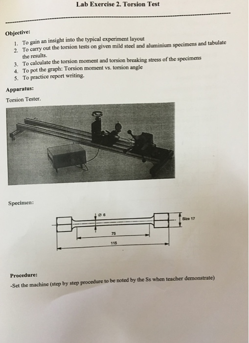 Solved TABULA OLUM Material of the specimen Mild Steel | Chegg.com
