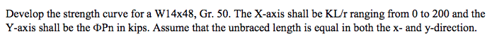 Solved Develop the strength curve for a W14x48, Gr. 50. The | Chegg.com