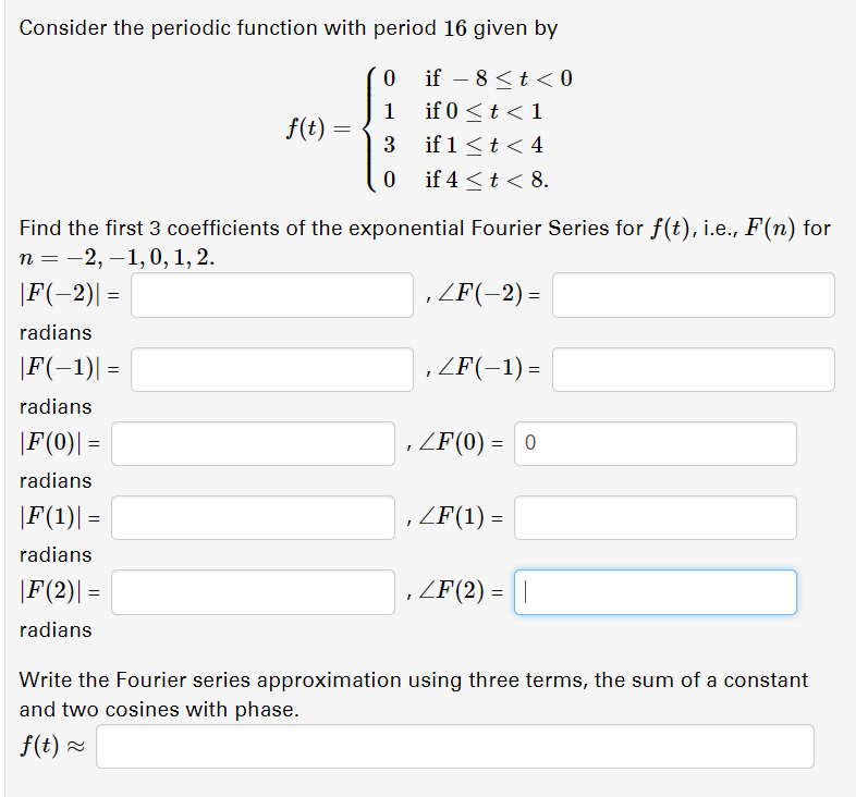Solved Consider the periodic function with period 16 given | Chegg.com