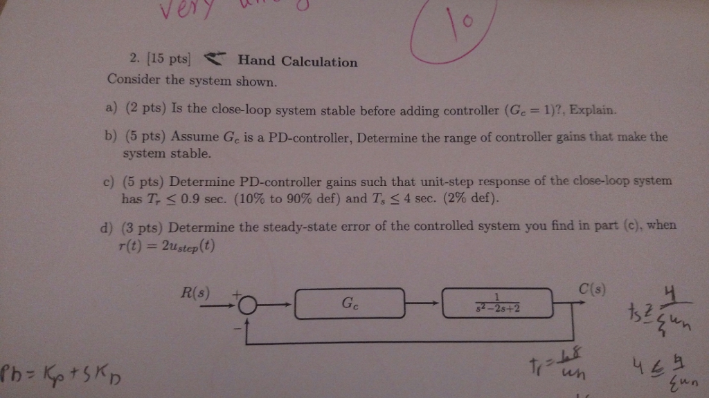 Solved 2. [15 pts] Hand Calculation Consider the system | Chegg.com