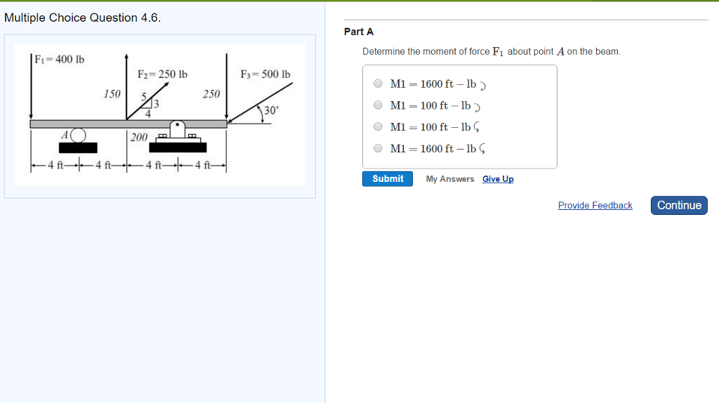 Solved Multiple Choice Question 4.6 Part A Determine the | Chegg.com