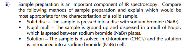 Solved Sample preparation is an important component of IR | Chegg.com