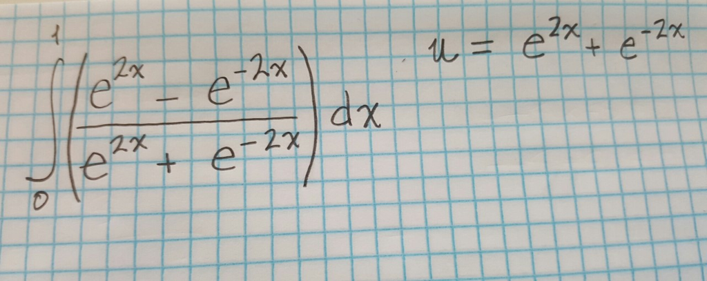 Solved integral^1_0 (e^2x - e^-2x/e^2x + e^-2x) dx u = e^2x | Chegg.com
