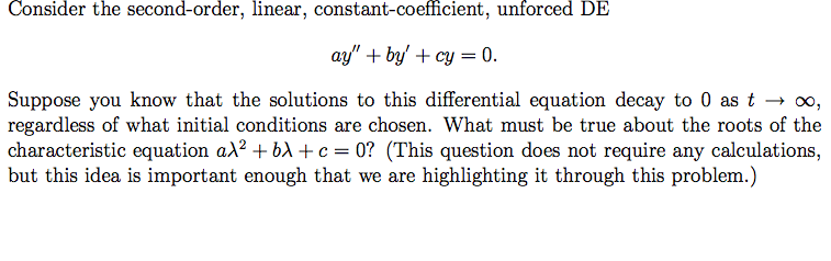 Solved What linear, second-order, constant-coefficient, | Chegg.com