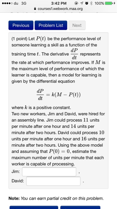 Solved Let P(t) be the performance level of someone learning | Chegg.com
