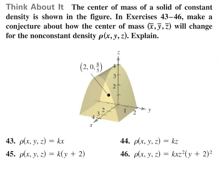 Solved The center of mass of a solid of constant density is | Chegg.com