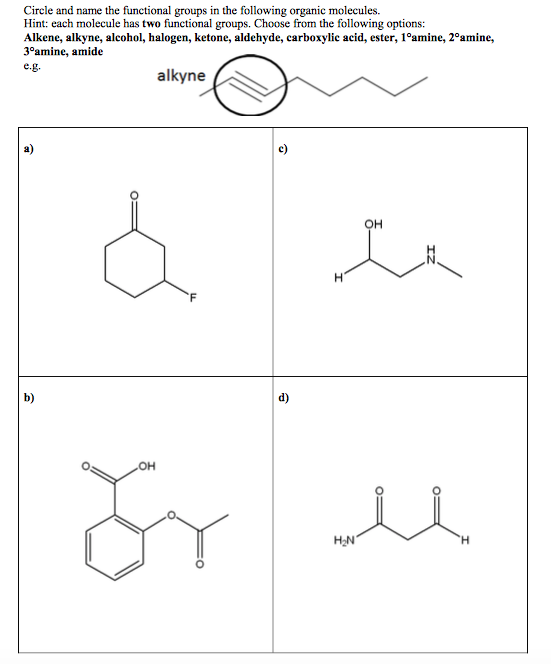 Solved Circle and name the functional groups in the | Chegg.com