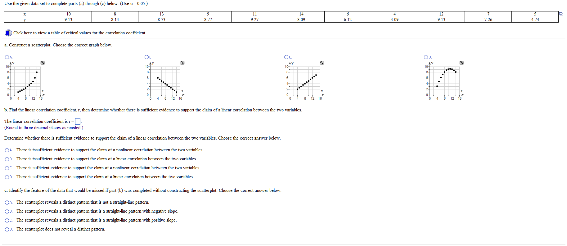 Solved Use the given data set to complete parts (a) through | Chegg.com