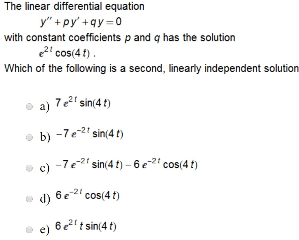 Solved The Linear Differential Equation With Constant Chegg
