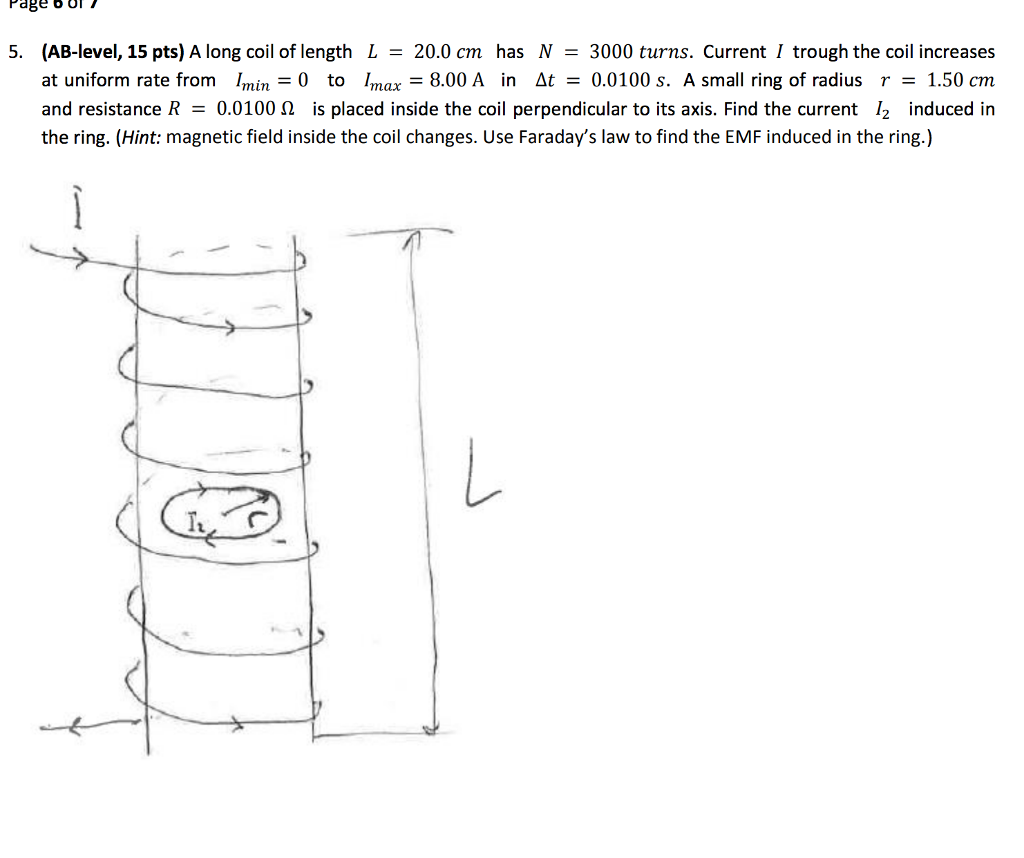 Solved A long coil of length L = 20.0 cm has N = 3000 turns. | Chegg.com
