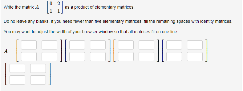 Solved Write the matrix A Do no leave any blanks. If you | Chegg.com