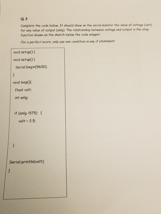 Solved Q.3 Complete the code below. It should show on the | Chegg.com