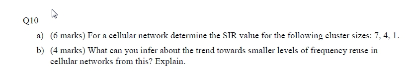 Solved a) For a cellular network determine the SIR value for | Chegg.com