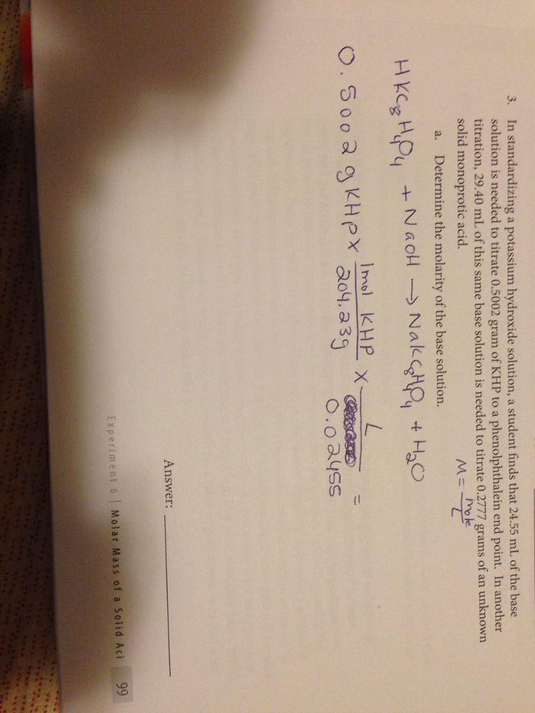 Solved 3. In standardizing a potassium hydroxide solution, a | Chegg.com Solved 3. In standardizing a potassium hydroxide solution, a | Chegg.com