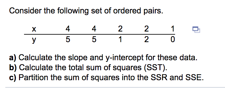 Solved 4 5 4 5 2 2 2 0 b) Calculate the total sum of squares | Chegg.com