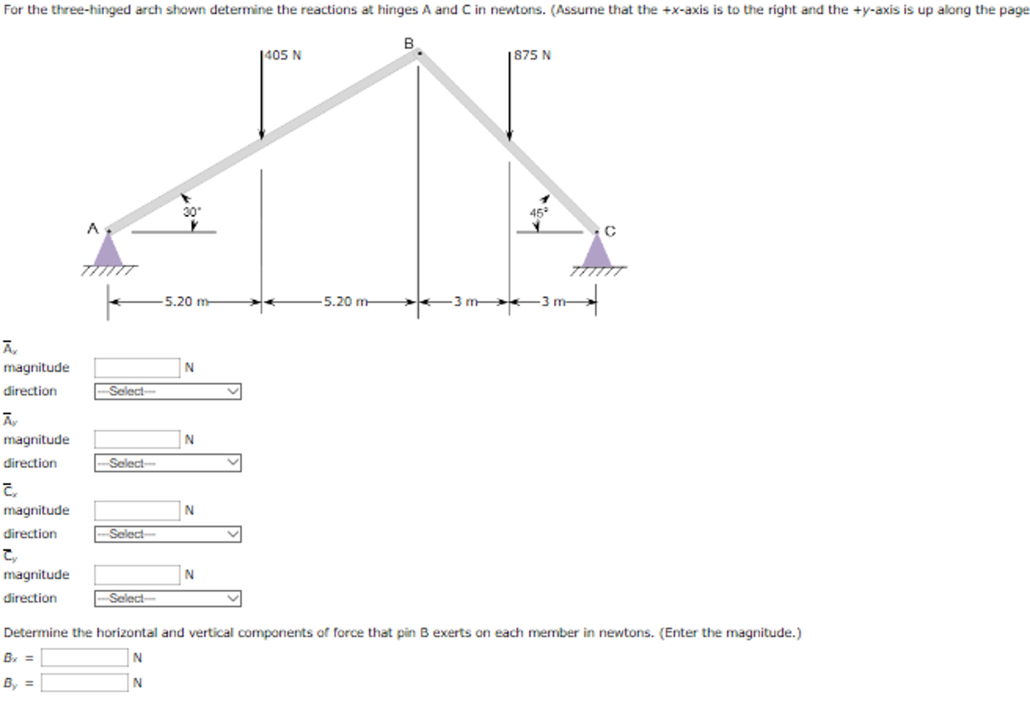 Solved For the three-hinged arch shown determine the | Chegg.com