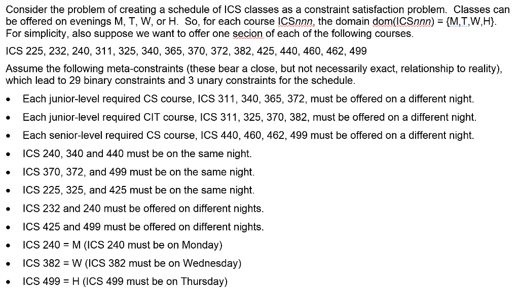 Solved Consider the problem of creating a schedule of ICS | Chegg.com