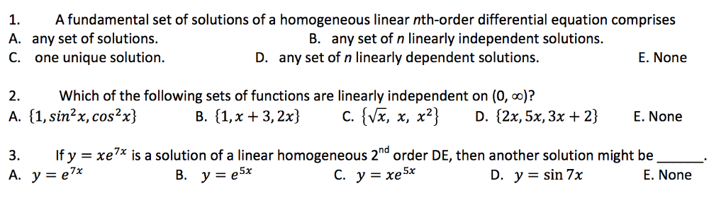 Solved A fundamental set of solutions of a homogeneous | Chegg.com