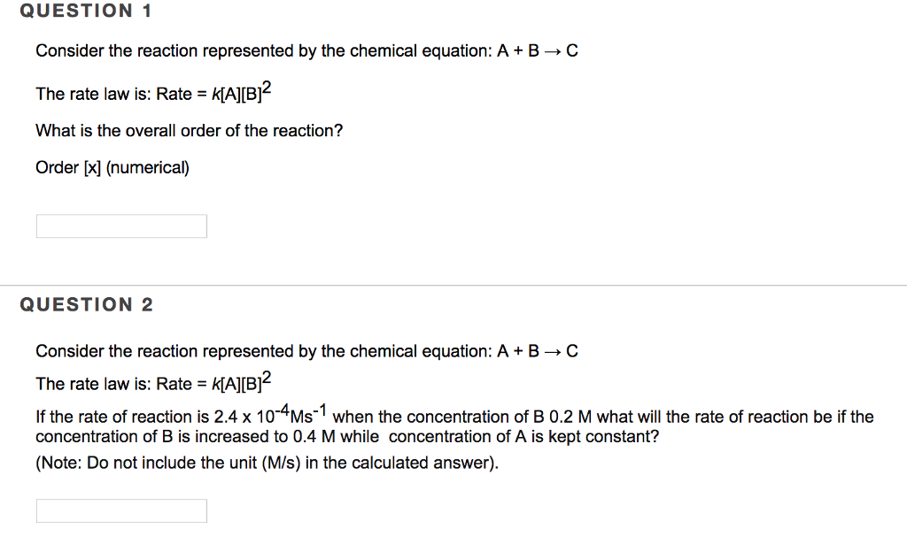 Solved Question 1 Consider The Reaction Represented By The