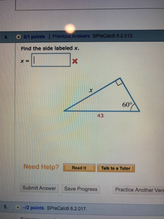 Solved Find the side labeled x. | Chegg.com