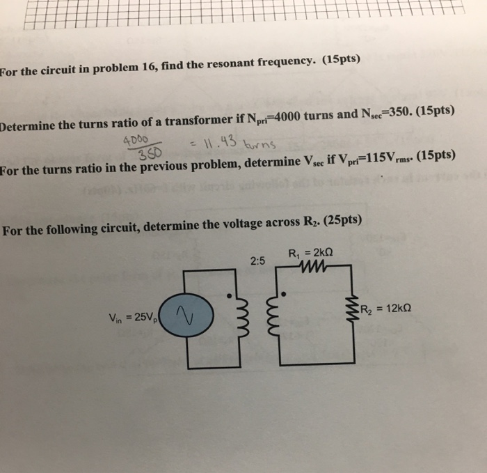 Solved For the circuit in problem 16, find the resonant | Chegg.com