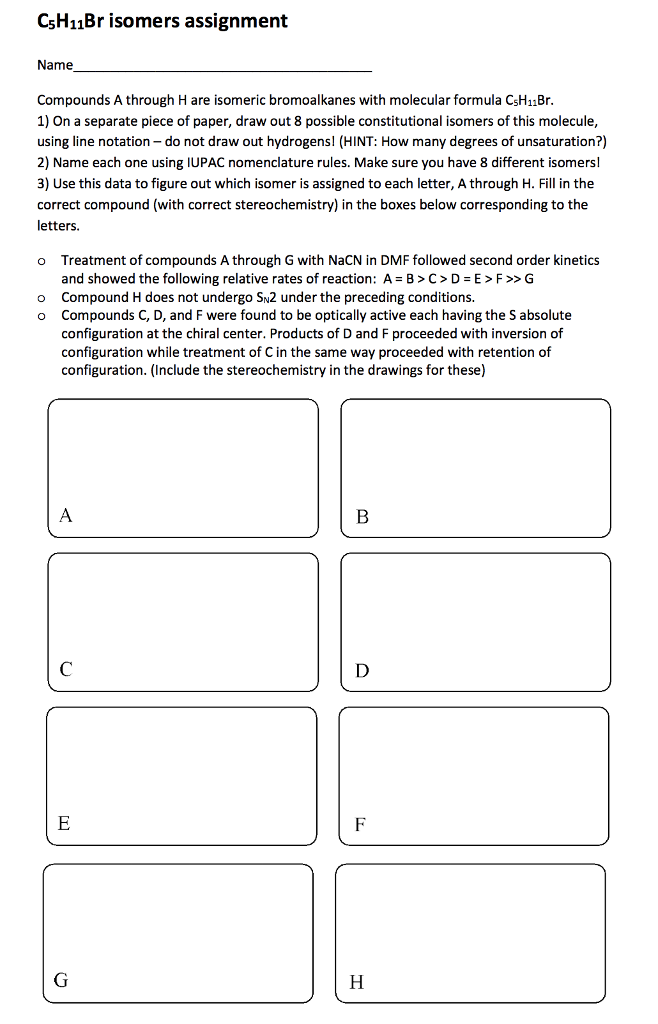 Solved CsHuBr isomers assignment Name Compounds A through H | Chegg.com