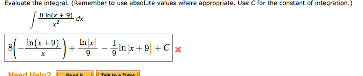 Solved Evaluate the integral. (Remember to use absolute | Chegg.com