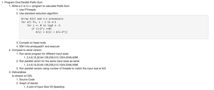 Solved Write a C or C++ program to calculate Prefix Sum Use | Chegg.com