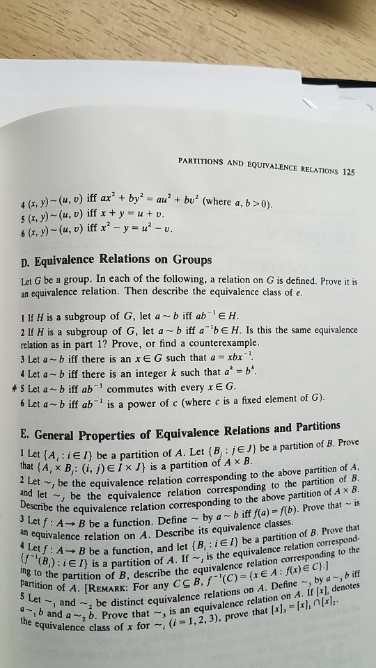 Solved PARTITIONS AND EQUIVALENCE RELATIONS 125 )(u, v) iff | Chegg.com