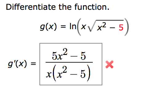Solved Differentiate the function. g(x) = ln(x squareroot | Chegg.com