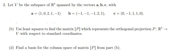 Solved 3. Let V be the subspace of R5 spanned by the vectors | Chegg.com
