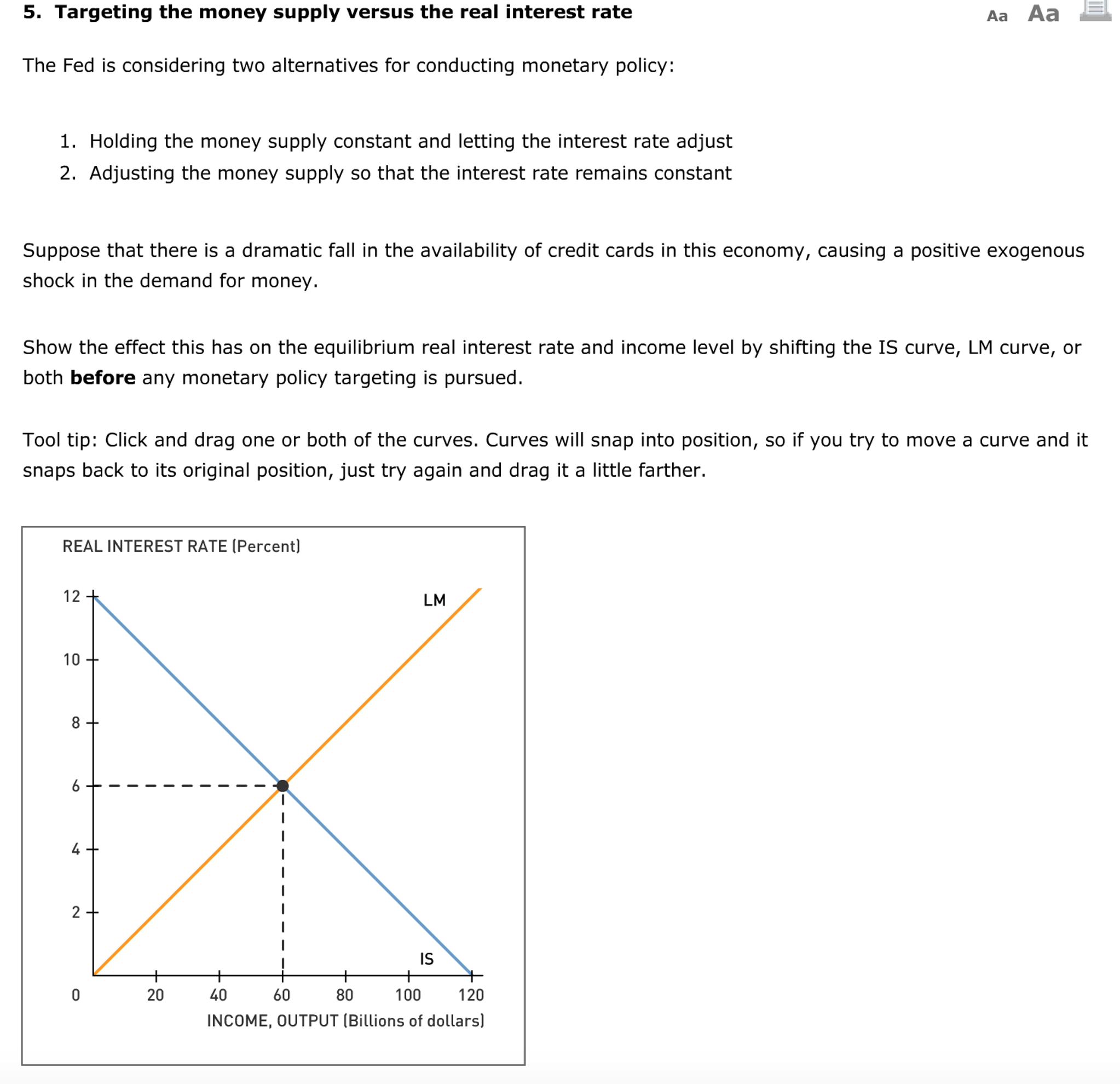 Solved Targeting the money supply versus the real interest | Chegg.com
