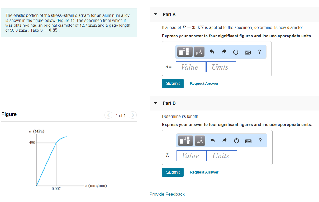 Solved PartA The elastic portion of the stress-strain | Chegg.com