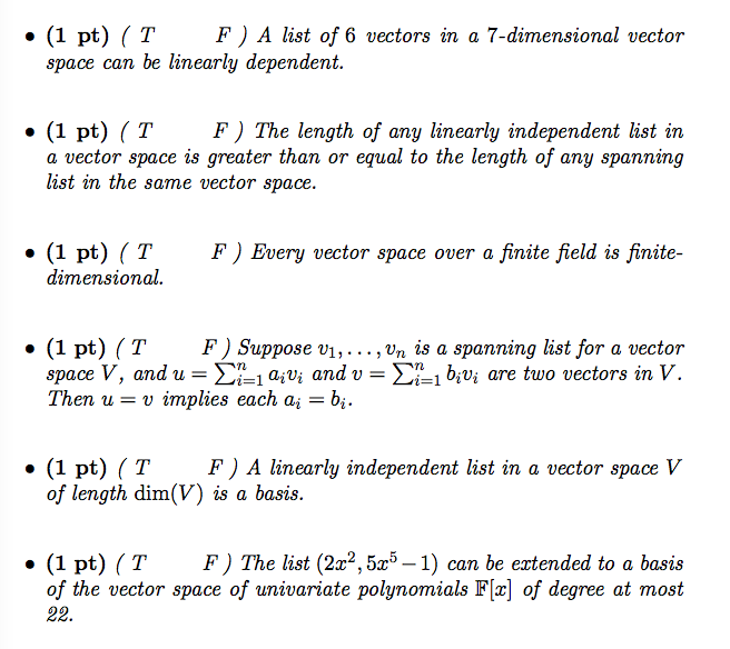 Solved A list of 6 vectors in a 7-dimensional vector space | Chegg.com