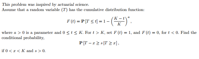 Solved This problem was inspired by actuarial science. | Chegg.com
