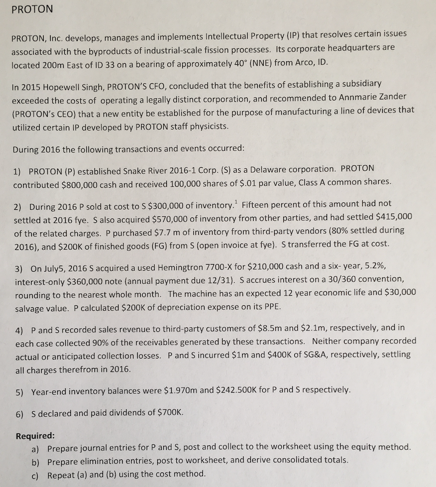 PROTON PROTON, Inc. develops, manages and implements | Chegg.com