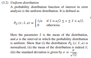 Solved Uniform distribution A probability distribution | Chegg.com