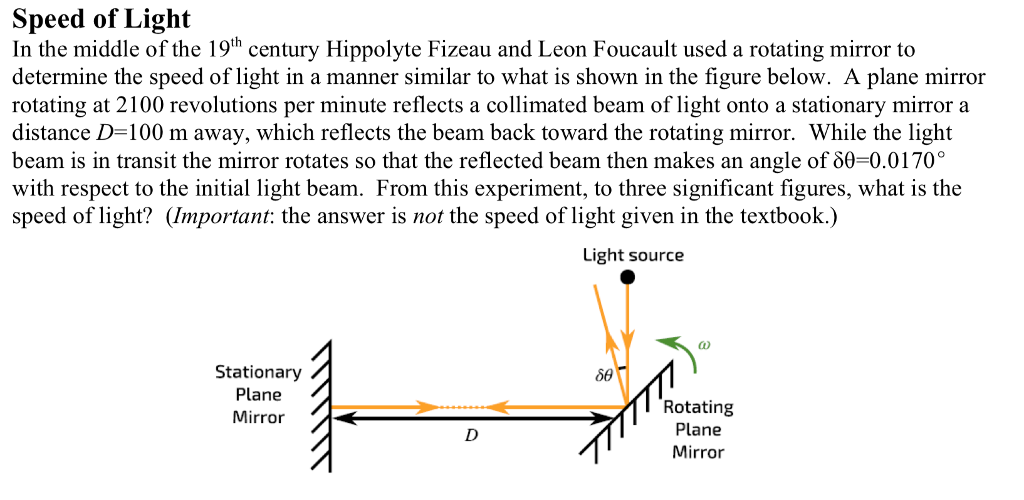 Speed of Light In the middle of the 19th century | Chegg.com